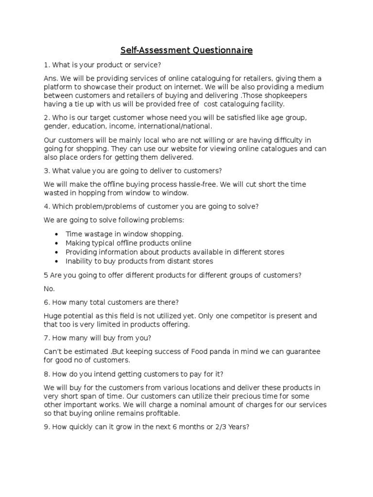 Self Assesment | PDF | Retail | Business