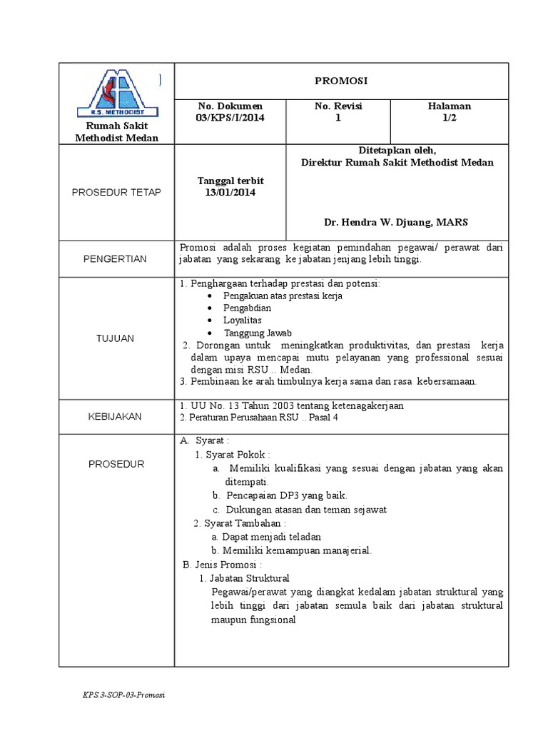 Kps 3 Sop 03 Promosi | PDF