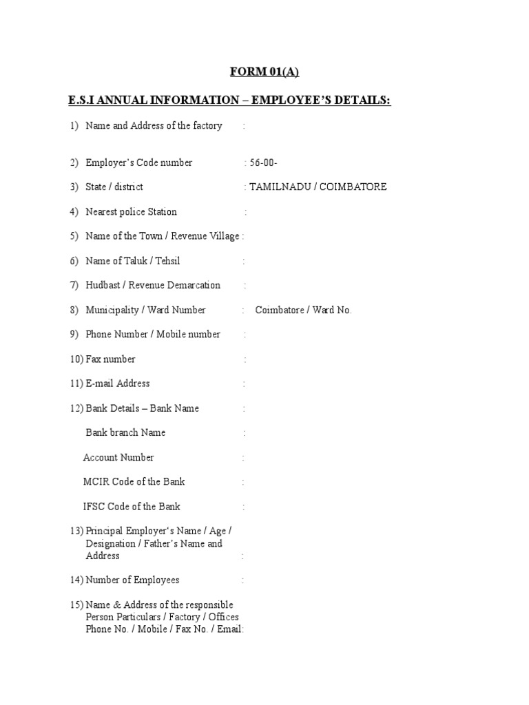 Esi Application Form | PDF
