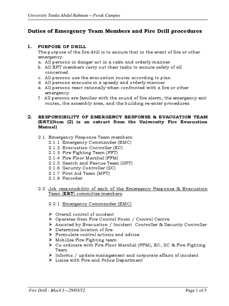 FireDrill Procedure | PDF | Emergency Evacuation | Firefighting