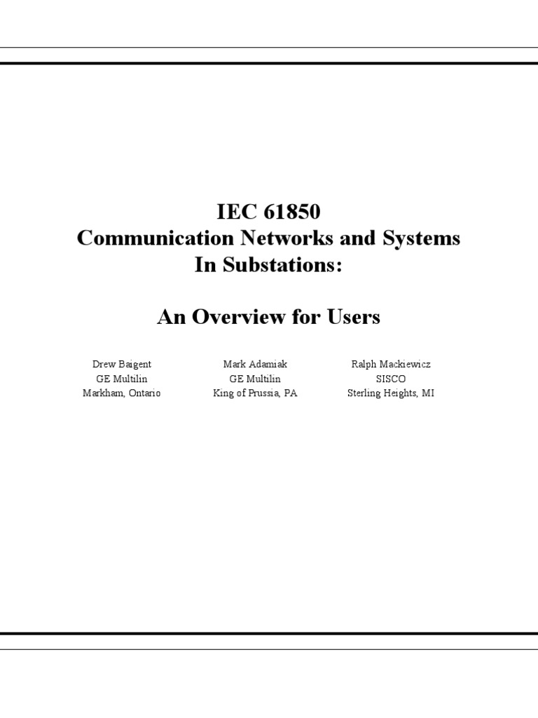 IEC 61850 Communication Networks and Systems in | PDF