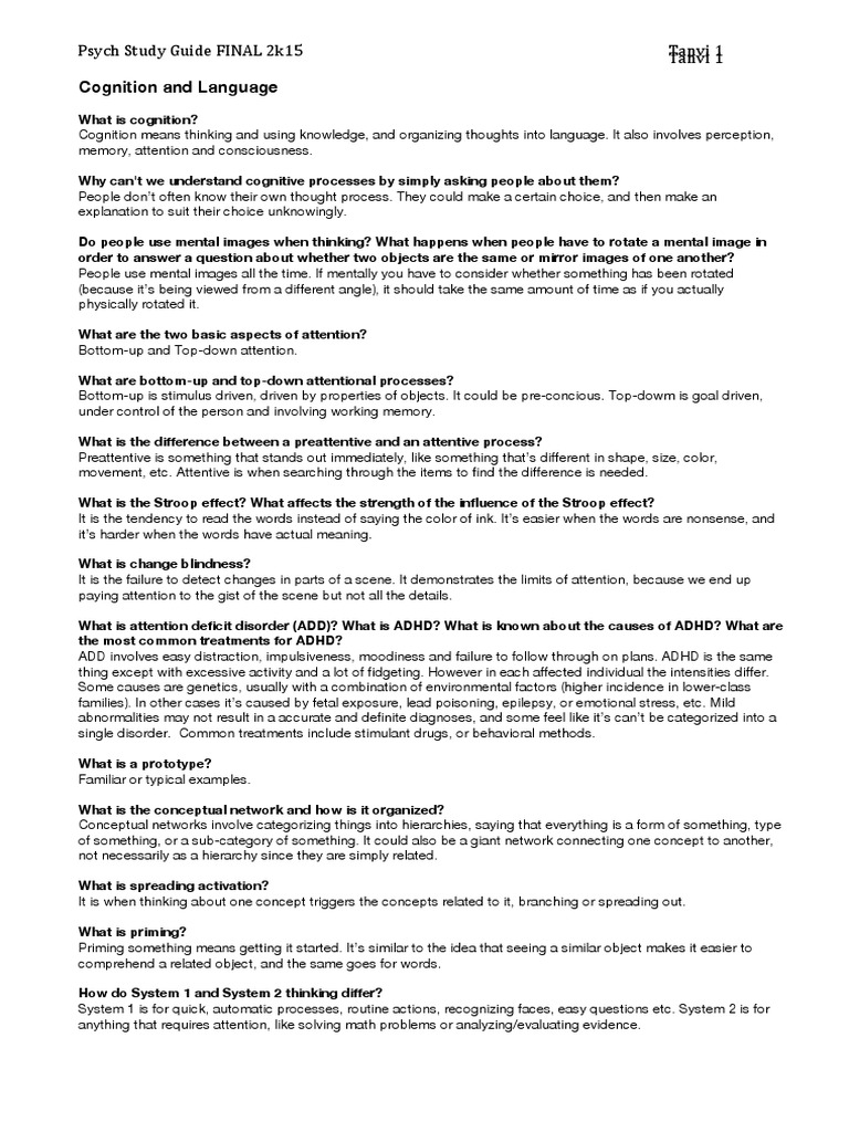 Psych Study Guide - FINAL | PDF | Id | Intelligence Quotient