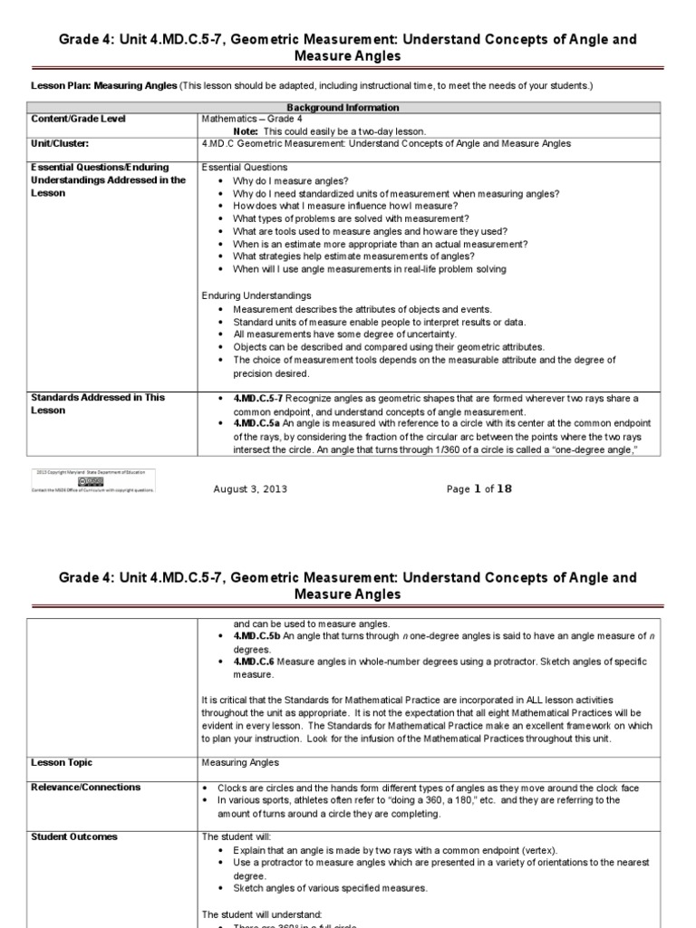 Lesson Plan (Geometry) | PDF | Angle | Mesopotamia