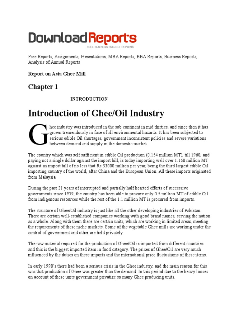 Asia Ghee Mill Report | PDF | Profit (Accounting) | Strategic Management