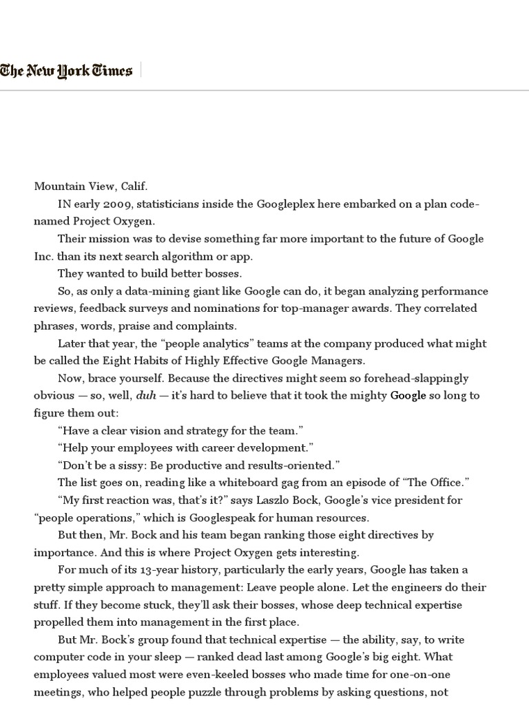 Google Oxygen Google's 8-Point Plan To Help Managers Improve - (Google ...