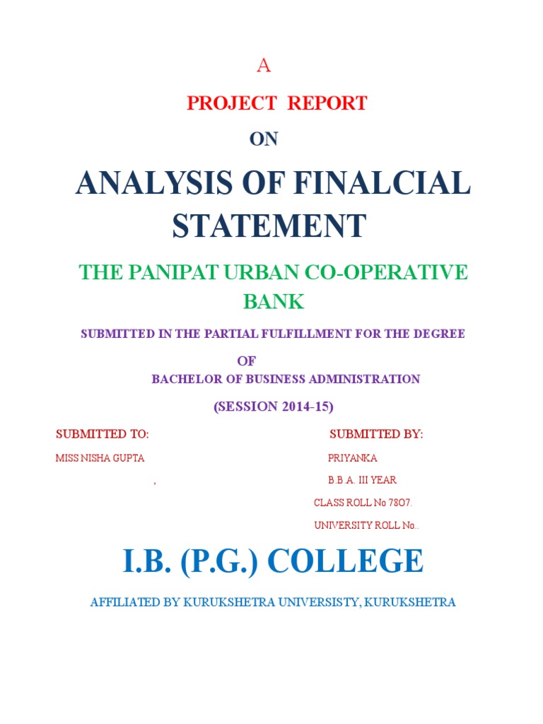 Urban Co-Op Bank (Analysis of Financial Statment) | PDF | Cooperative ...