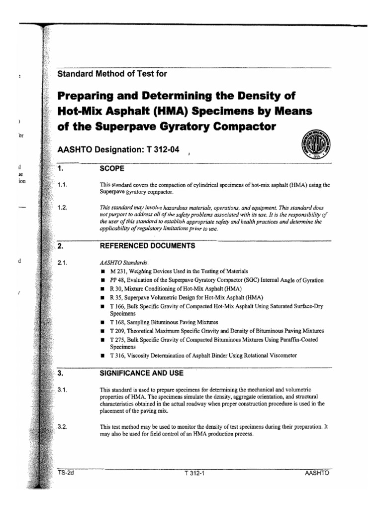 Aashto T 312-04 | PDF