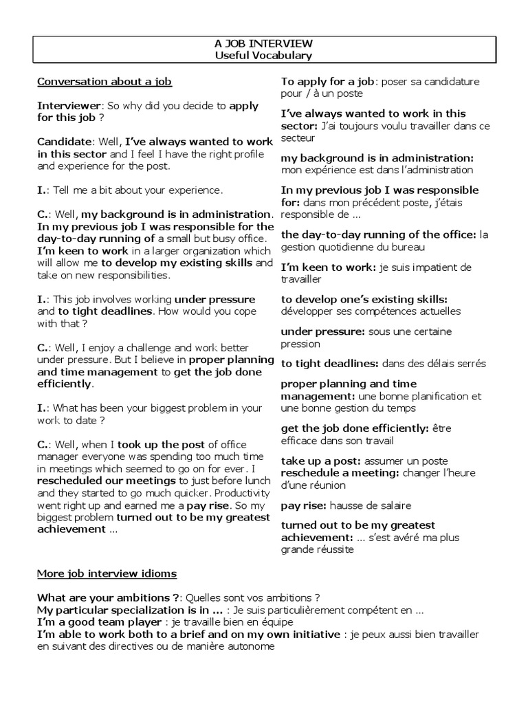 Preparing for Success: A Sample Job Interview Dialogue | PDF | Business