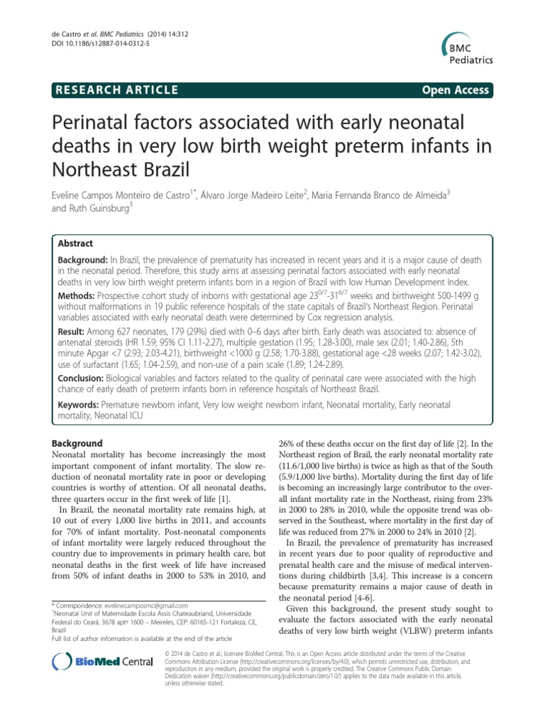 Perinatal Factor Journal Pediatric | PDF | Preterm Birth | Neonatal ...