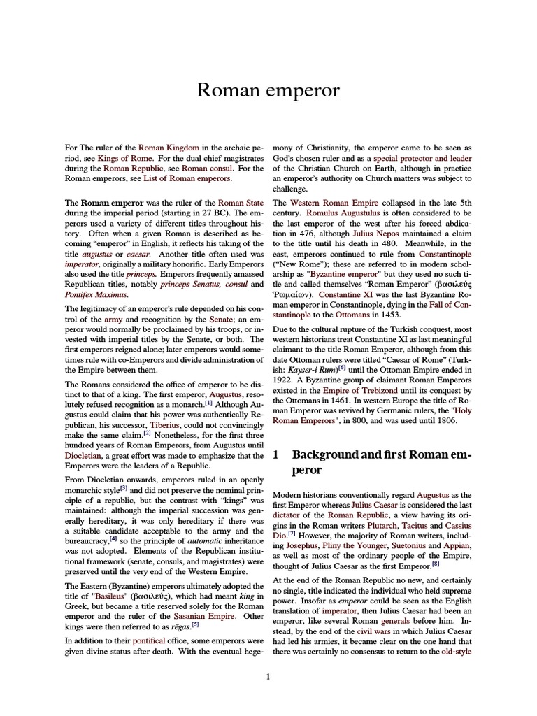 Overview of Roman Emperors | PDF | Byzantine Empire | Augustus