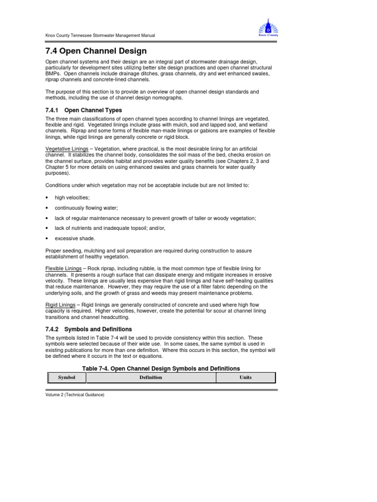 7-4 Open Channel Design | PDF