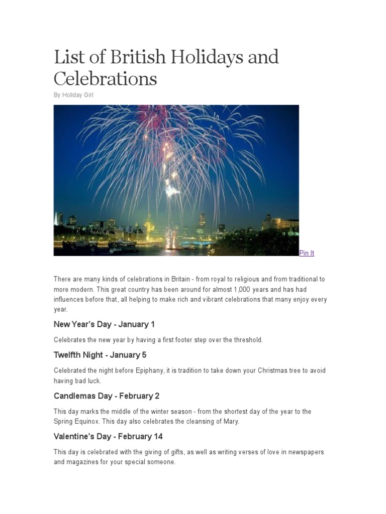 List of British Holidays and Celebrations: Traditions, Dates and Facts ...
