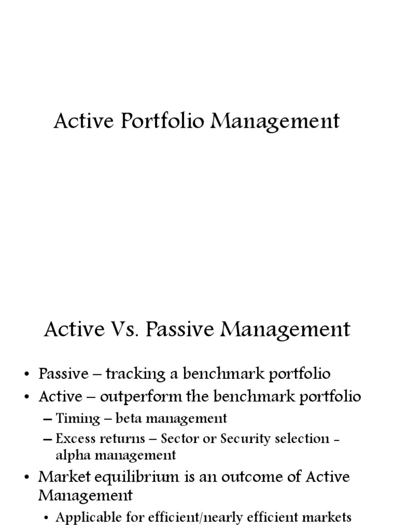 Active Portfolio Management | PDF
