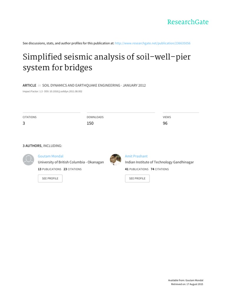 2012 Mondal Et Al SDEE Simplified Seismic Analysis | PDF | Earthquake ...