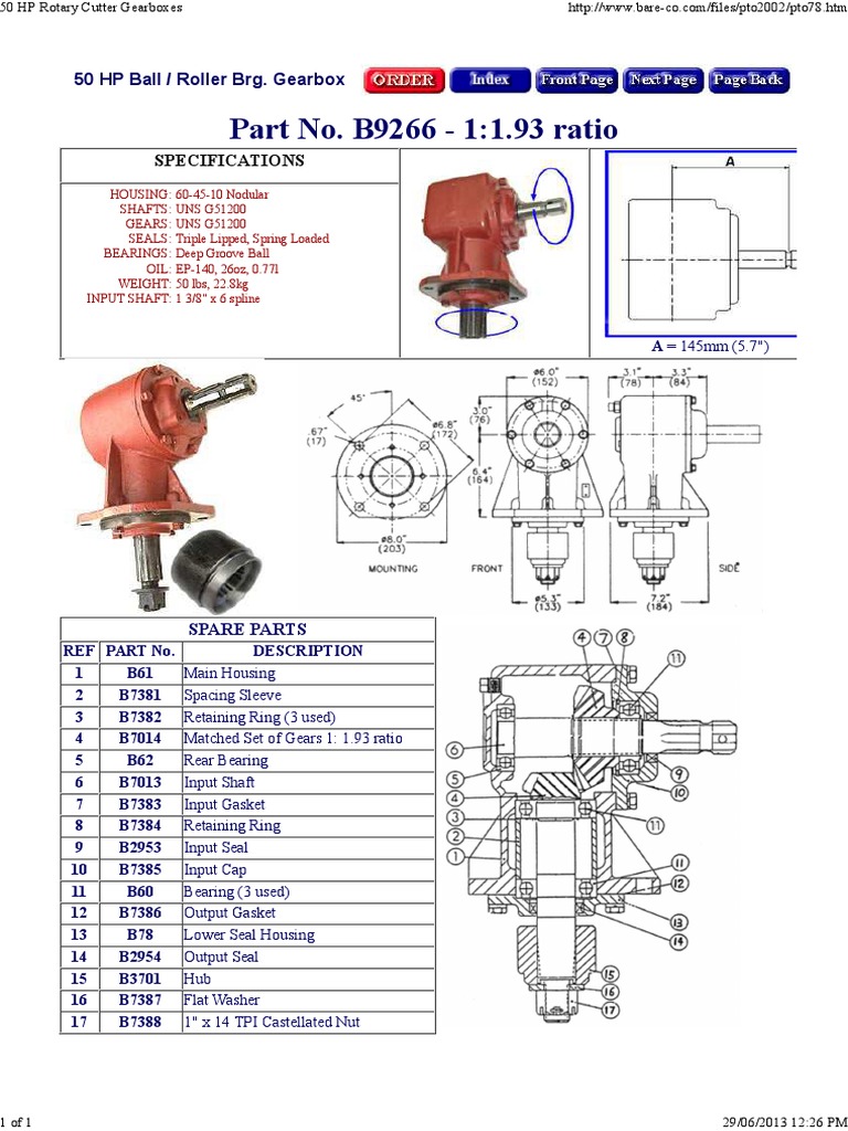 Gearbox Spare Parts List | PDF