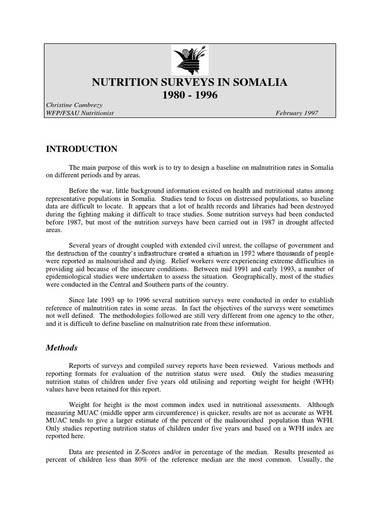 Historical Nutrition Trends Somalia 1980 1996 | PDF | Malnutrition ...
