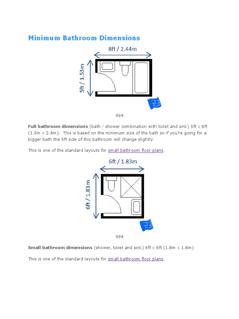 Minimum Bathroom Dimensions Guide | PDF | Bathroom | Shower