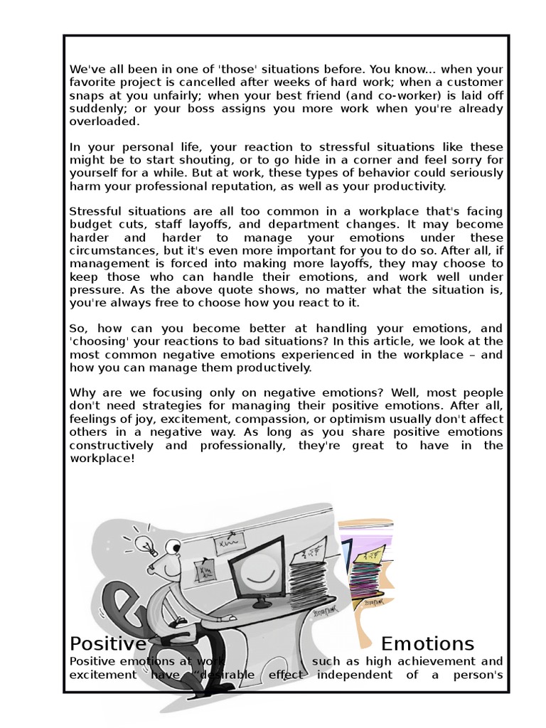 Managing Emotions at Work Place - Final | PDF | Metaphysics Of Mind ...