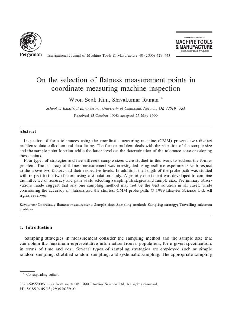 CMM Flatness Measurement Optimization | PDF | Sampling (Statistics ...