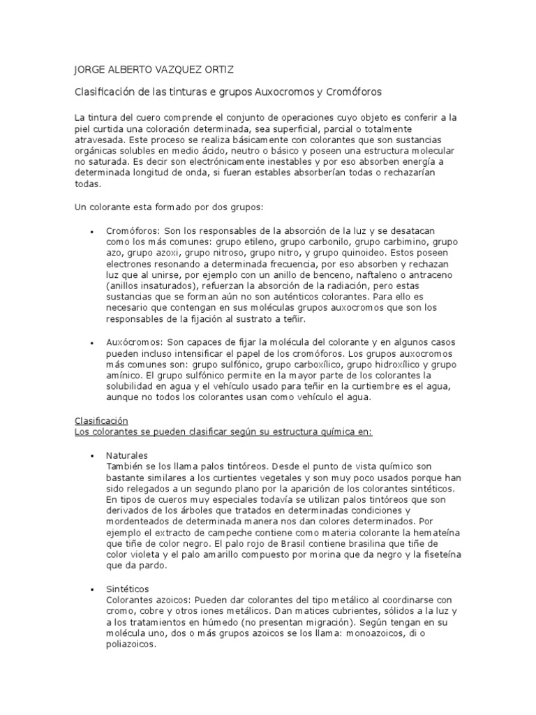 Colorantes Clasificacion Pdf Sal Química Complejo De Coordinación
