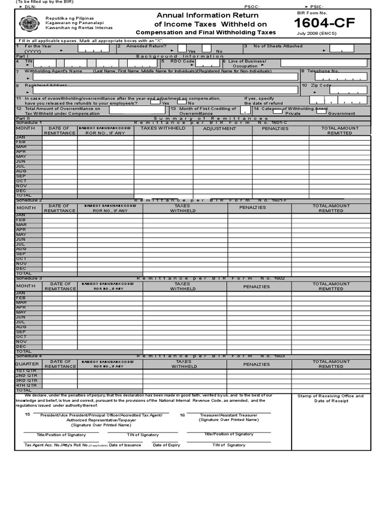 1604-CF | PDF | Employee Benefits | Withholding Tax