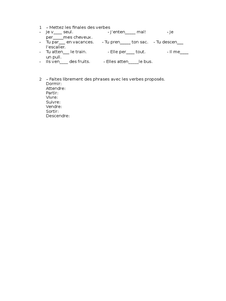 Exercices Verbes Irréguliers | PDF