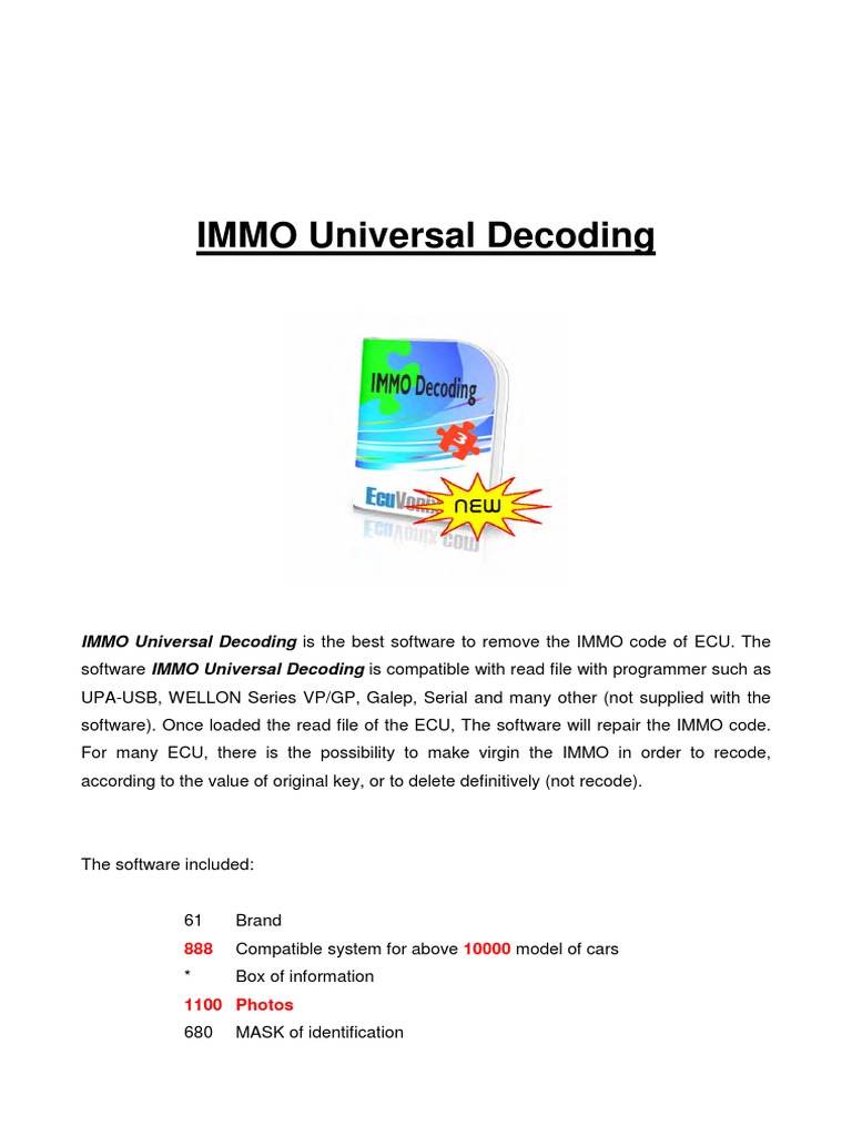 IMMO Universal Decoding Software 3.2 | PDF | Microcontroller | Motor Vehicle