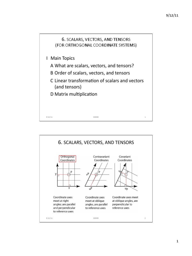 Scalars, Vectors, Tensors Guide | PDF | Tensor | Euclidean Vector