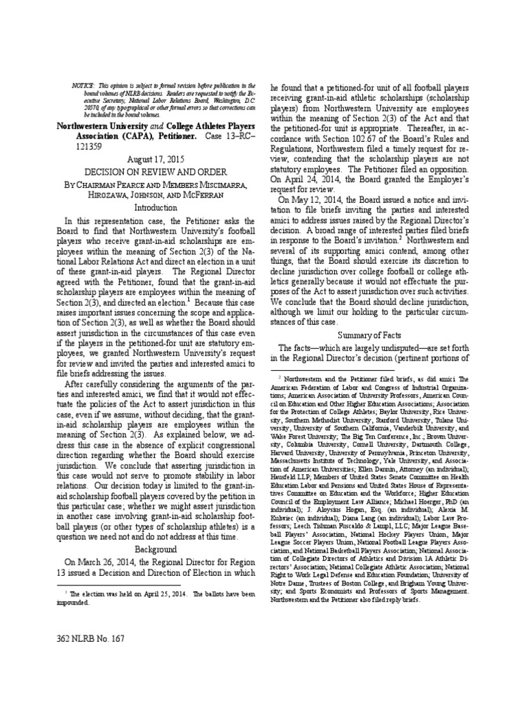 NLRB Opinion | PDF | National Collegiate Athletic Association ...