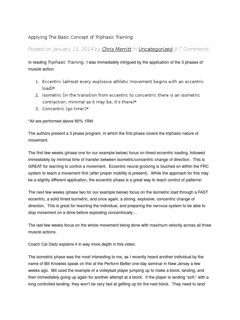 Applying The Basic Concept of Triphasic Training | PDF | Muscle ...