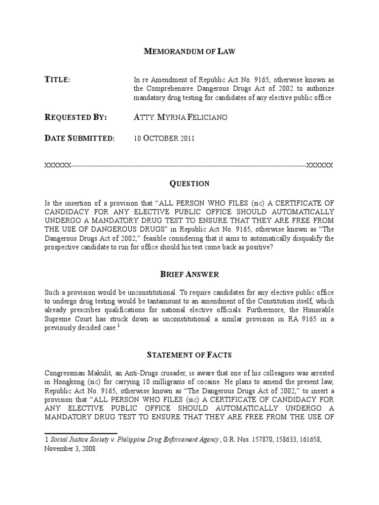 Memorandum of Laws Sample for Legal Bibliography | Search And Seizure ...