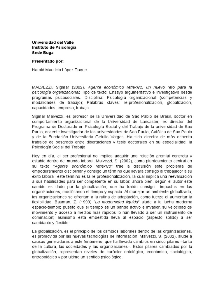 Agente Económico Reflexivo en Globalización | PDF | Globalización ...