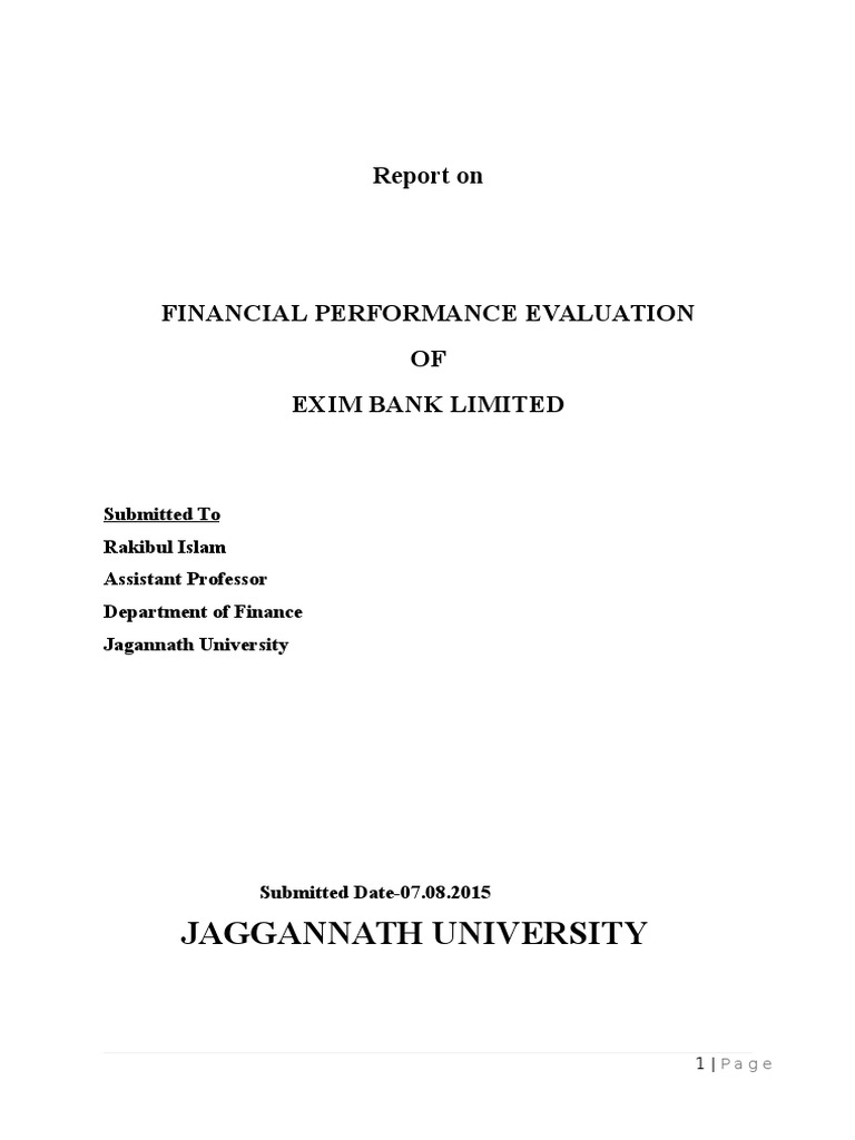 Financial Performance Evaluation of Exim Bank Limited | PDF | Revenue ...