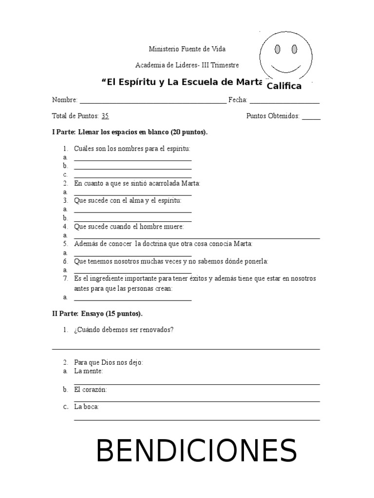 Evaluación del Espíritu en Marta | PDF