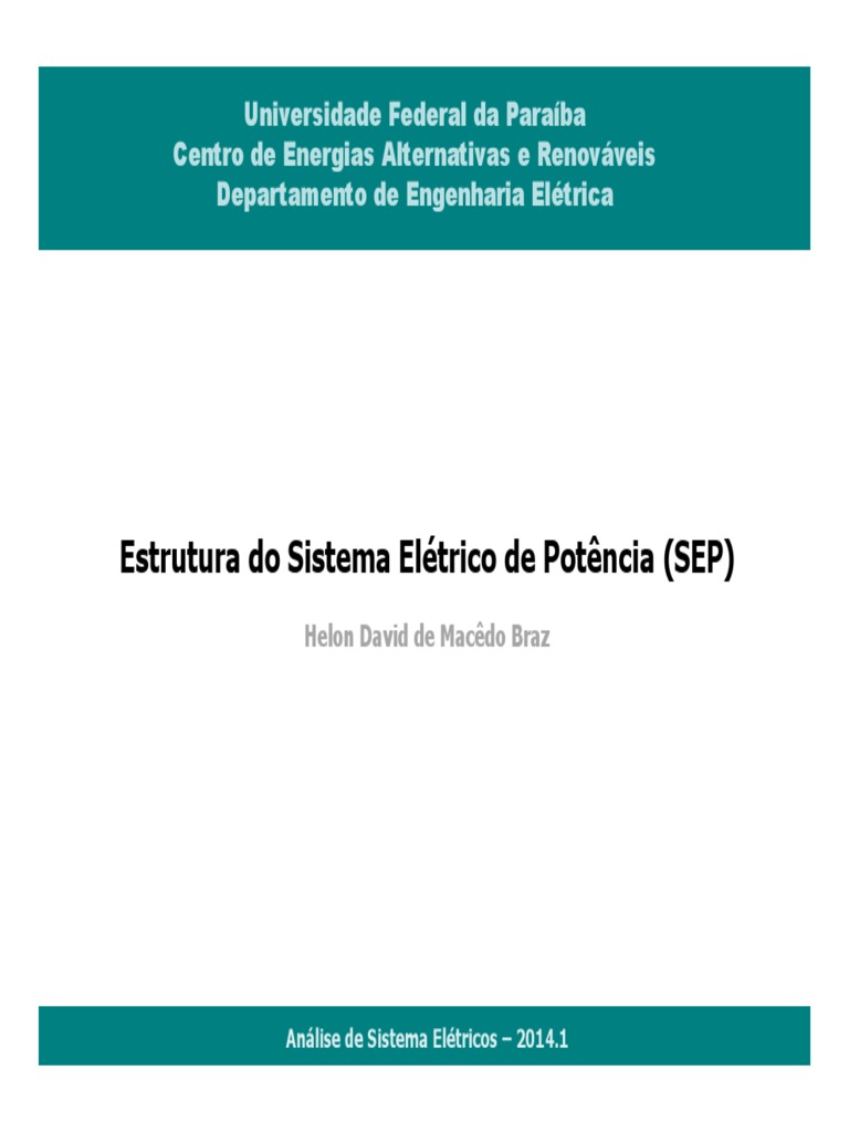 01 Estrutura Do Sep | PDF | Sistema de energia elétrica | Transmissão ...