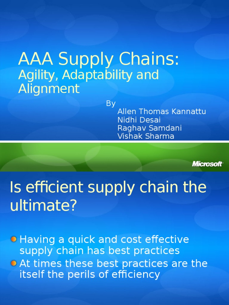 AAA Supply Chain: Agility, Adaptability, Alignment | PDF | Supply Chain ...