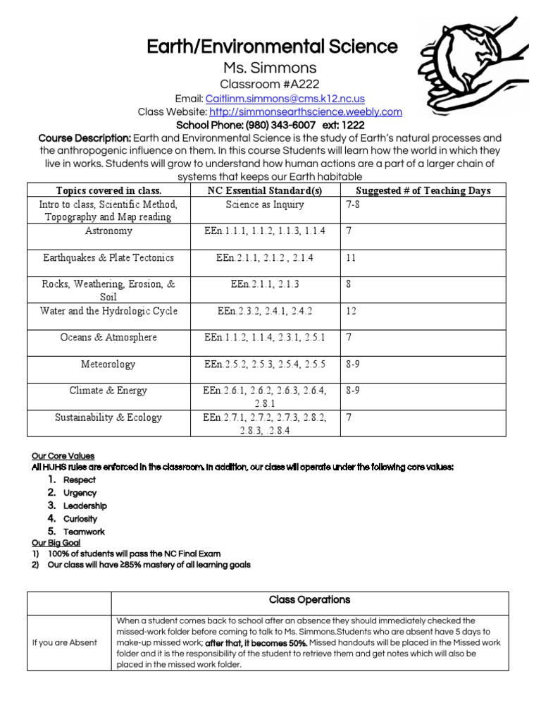 Earth Science Course Overview and Guidelines | PDF | Homework ...