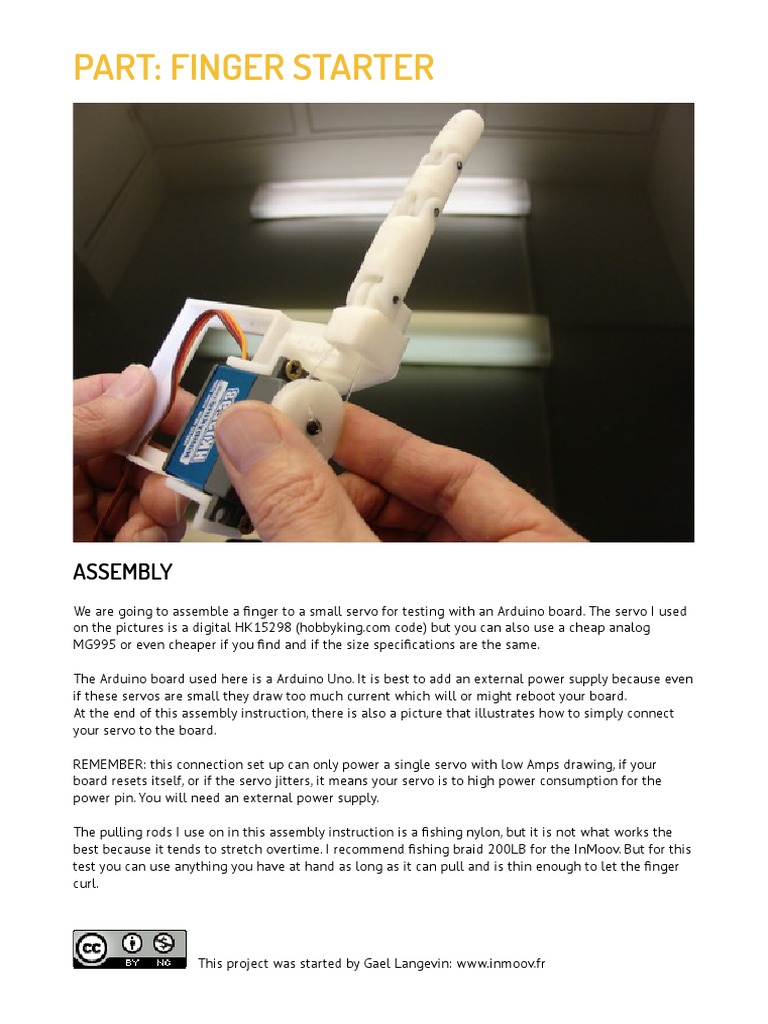 InMoov Finger Starter Assembly Guide | PDF | Arduino | Manufactured Goods