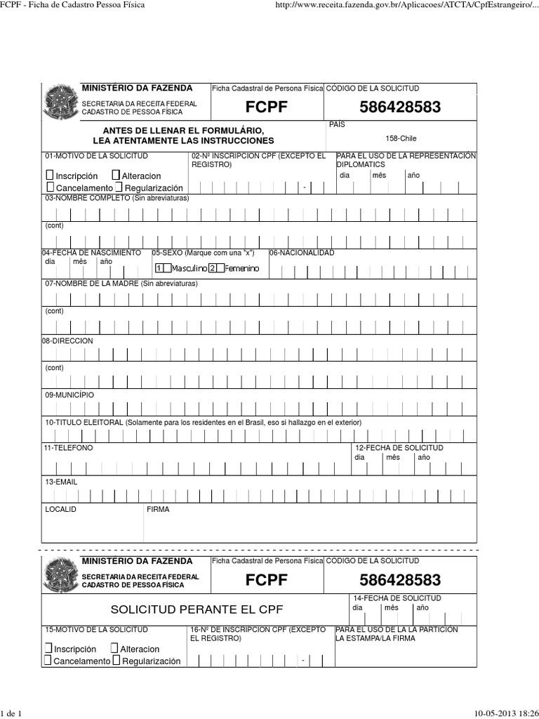 FCPF - Ficha de Cadastro Pessoa Física | PDF