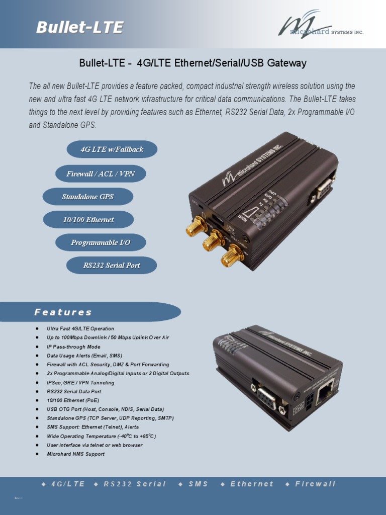 Bullet LTE - Brochure.rev.1.1 | PDF | Port (Computer Networking) | 4 G