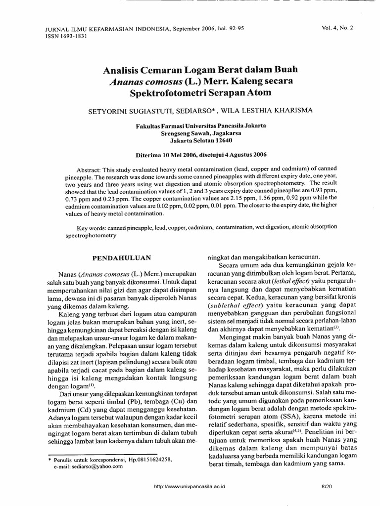 Analisis Cemaran Logam Berat Dalam Buah | PDF