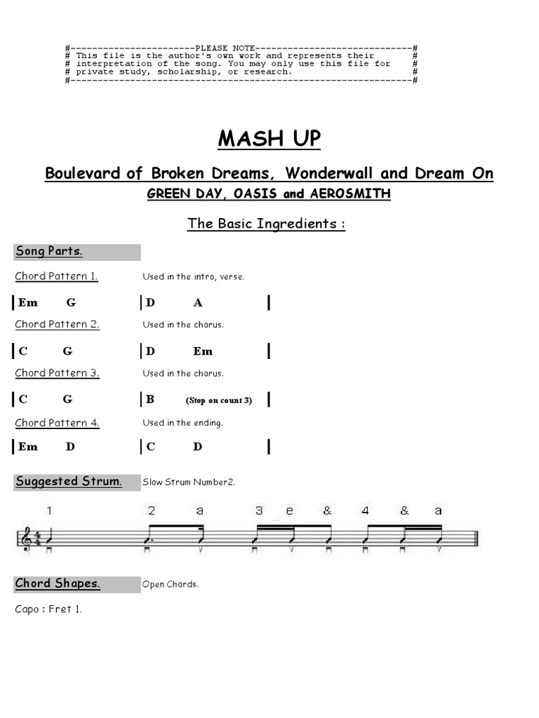Wonderwall Pdf Song Structure Songs