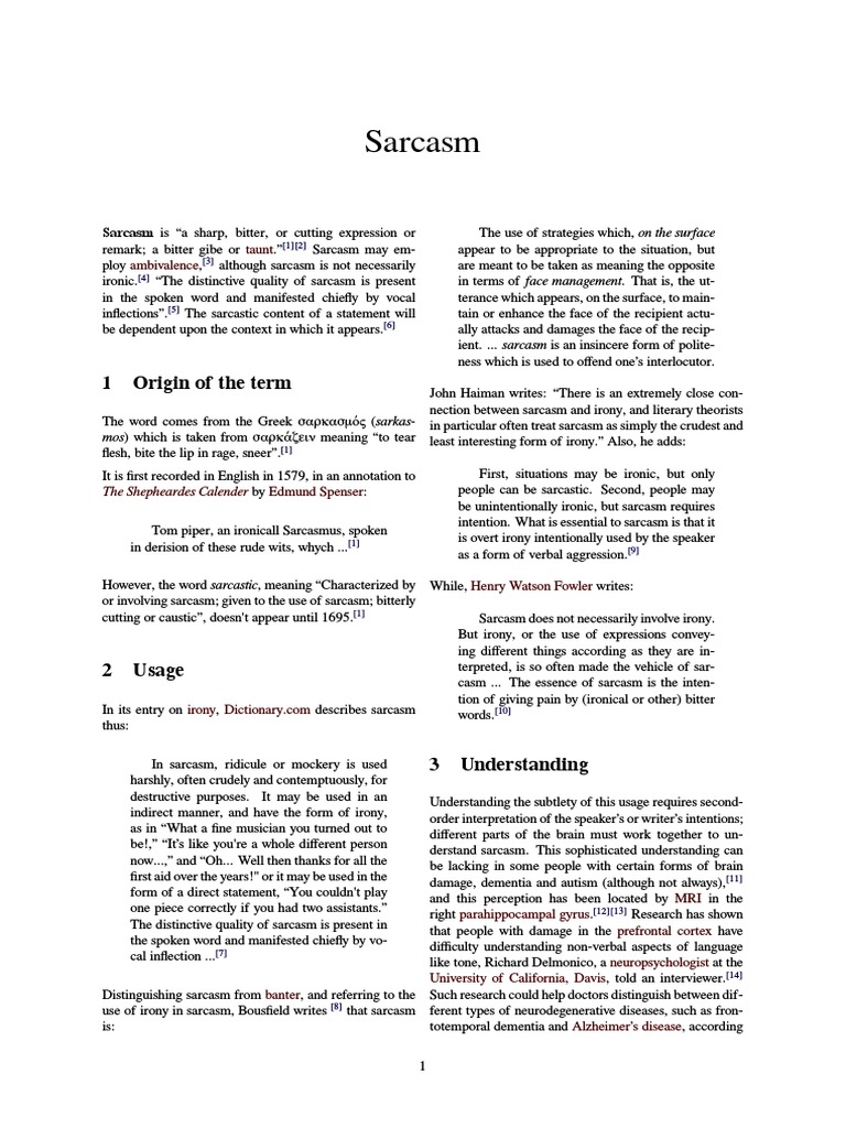 Sarcasm Pdf Figures Of Speech Rhetorical Techniques