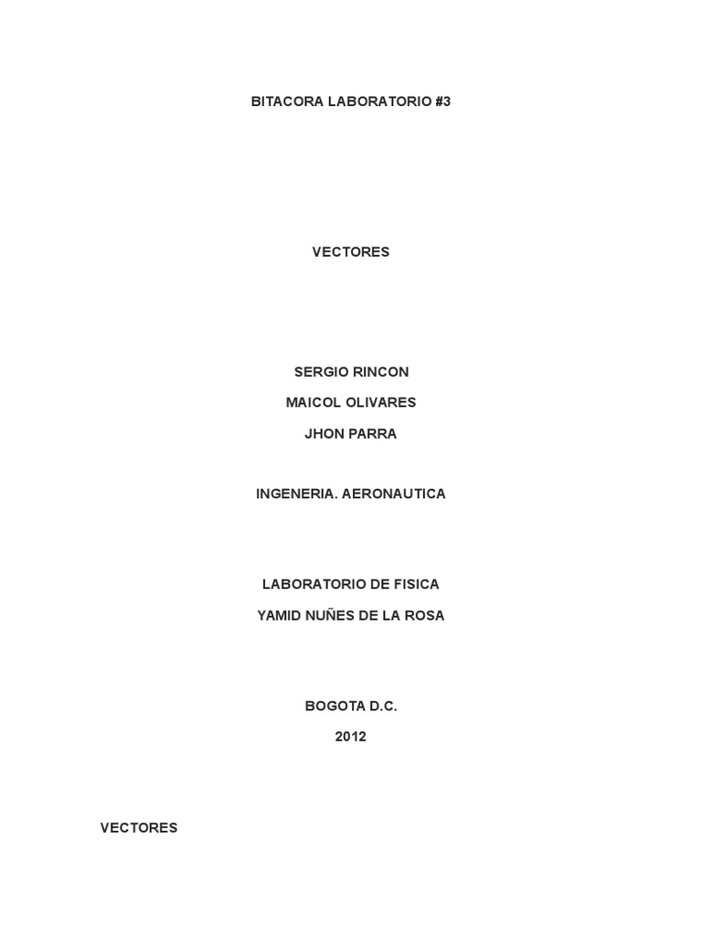 Bitacora Laboratorio | PDF | Vector Euclidiano | Longitud