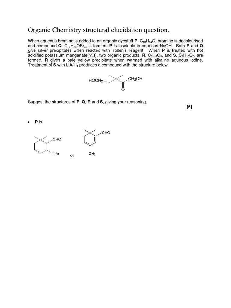 Organic Chemistry Structural Elucidation Question | PDF