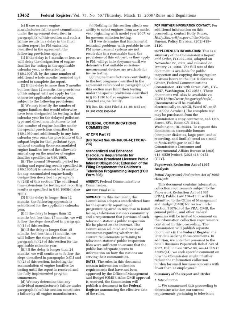 Rule: Standardized and Enhanced Disclosure Requirements For Television ...