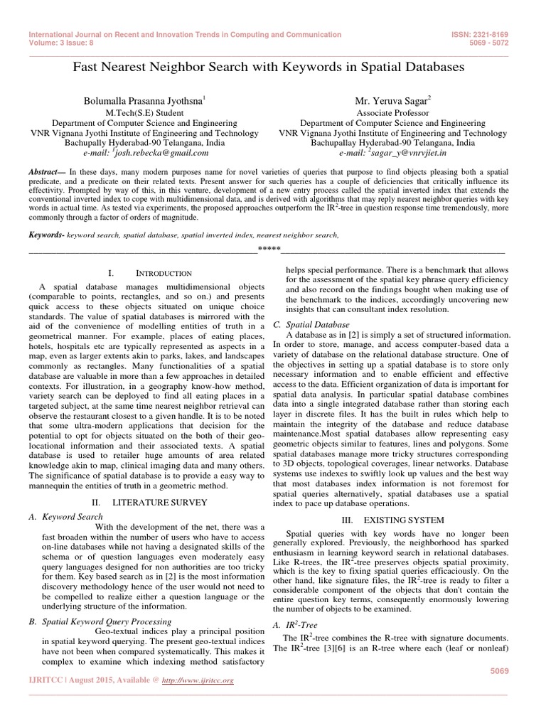 Fast Nearest Neighbor Search With Keywords In Spatial Databases Pdf Pdf Search Engine