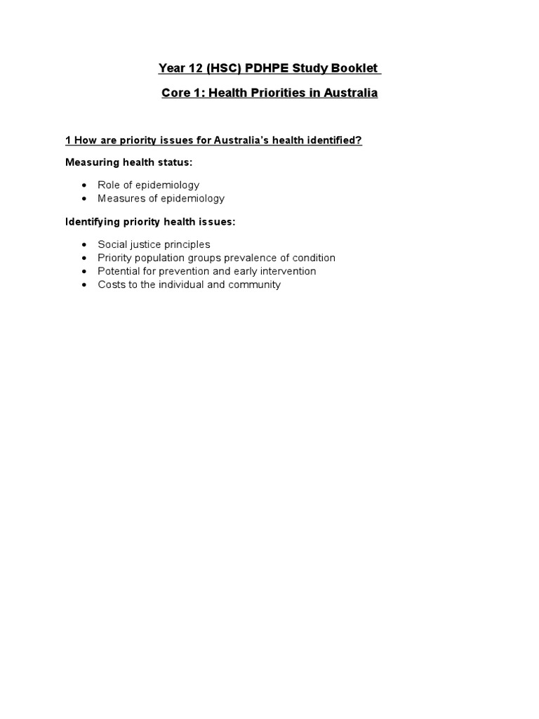 Year 12 (HSC) PDHPE Core 1 Study Notes | PDF | Cardiovascular Diseases ...