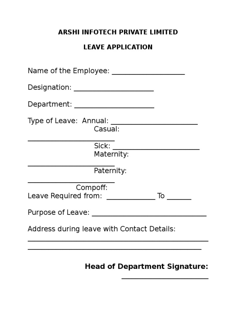 Employee Leave Application Form | PDF