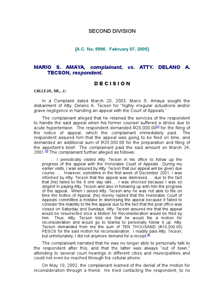 Amaya vs. Tecson | PDF | Lawyer | Disbarment